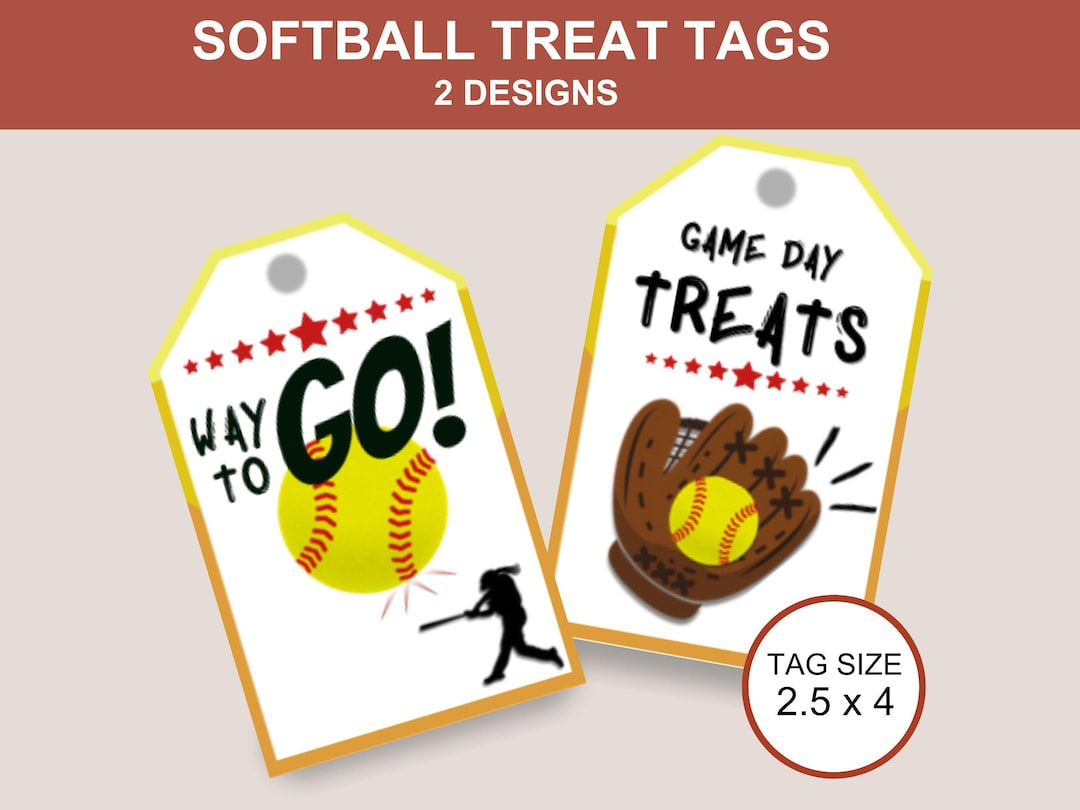 Printable Softball Treat Tags, Game Day, Post Game Team Snacks ...