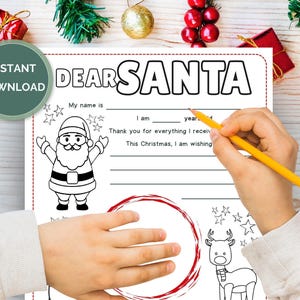 Letter to Santa Coloring Page, Dear Santa Printable, Santa Wish List ...