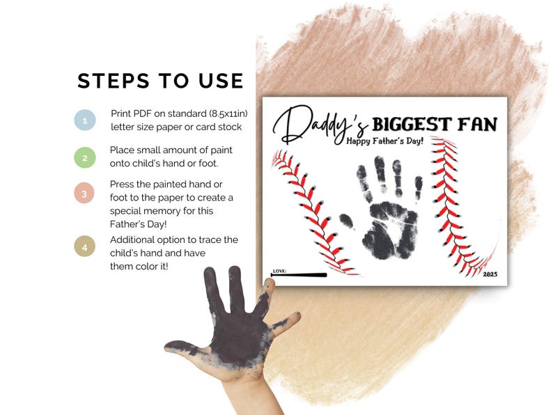 Father's Day Baseball Hand Print Craft, Happy Fathers Day, Fathers Day ...