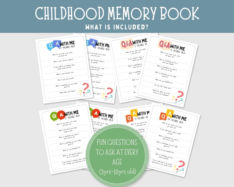 Printable All About Me Memory Book, Childhood Memory Keeper, All About ...