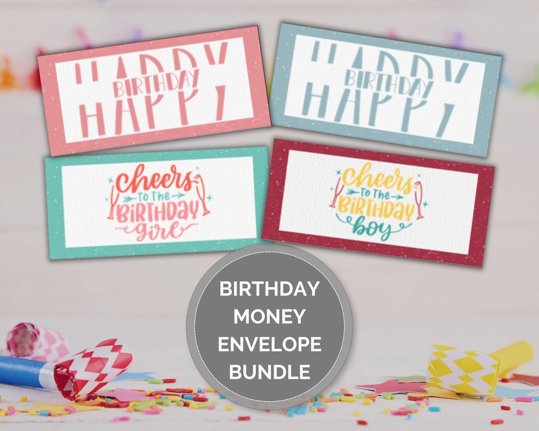 Birthday Money Envelope Bundle, Printable Money Holder, Birthday Cash ...