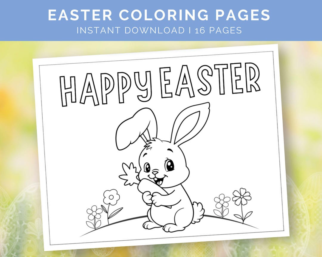 Happy Easter Kids Coloring Pages, Printable Easter Activity for Kids ...