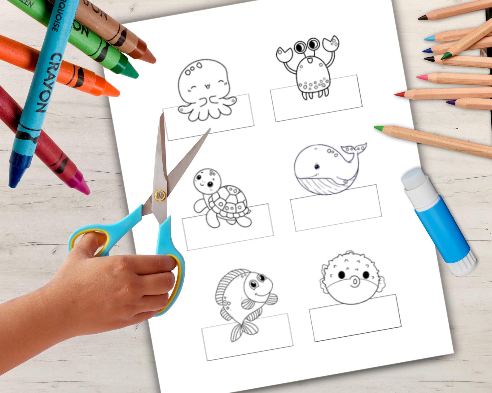 Sea Animal Paper Finger Puppets, Printable Activity for Kids, 3D Turtle ...