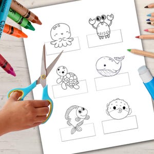 Sea Animal Paper Finger Puppets, Printable Activity for Kids, 3D Turtle ...