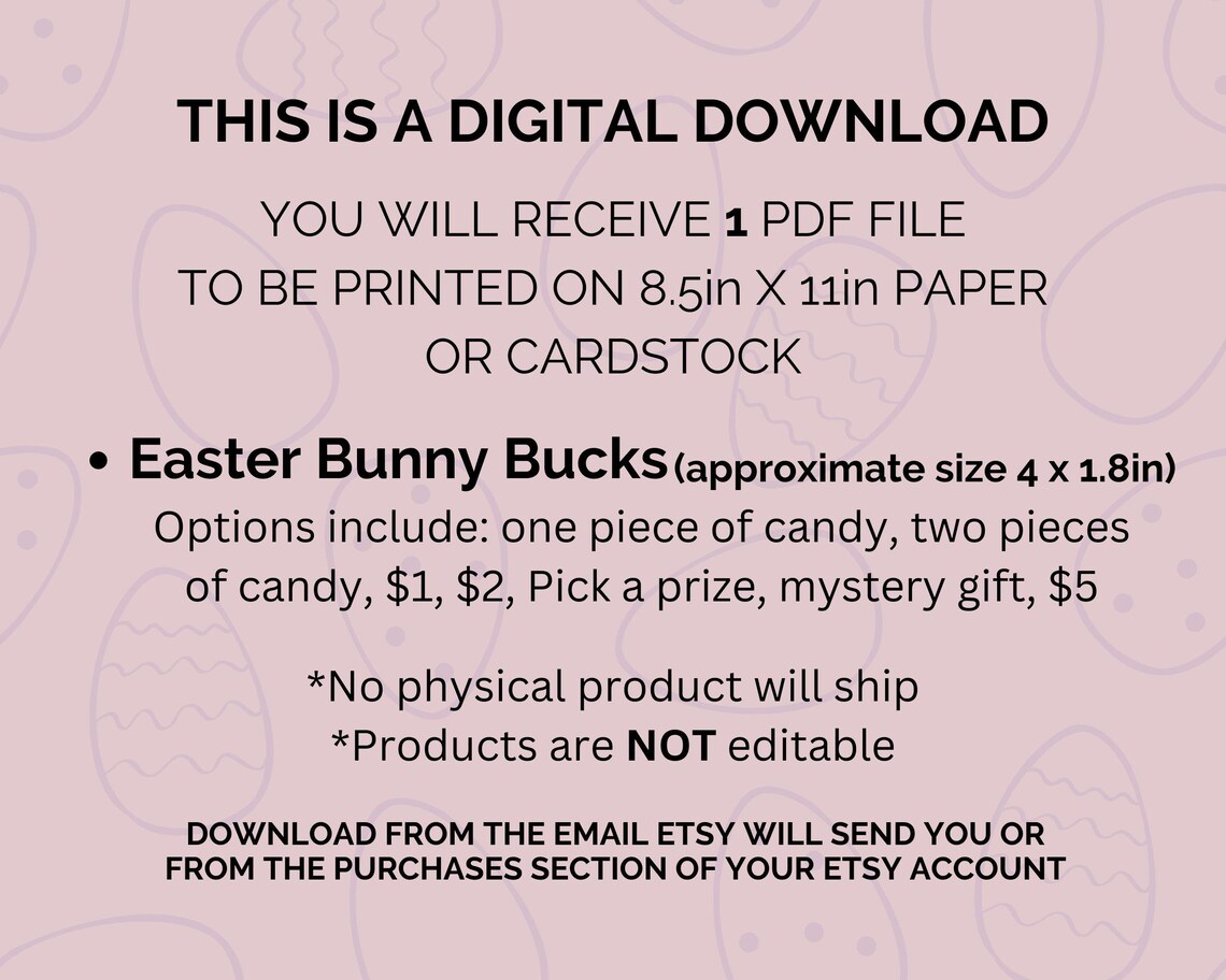Easter Bunny Bucks Printable, Easter Egg Hunt, Basket Filler, Easter ...