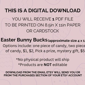 Easter Bunny Bucks Printable, Easter Egg Hunt, Basket Filler, Easter ...