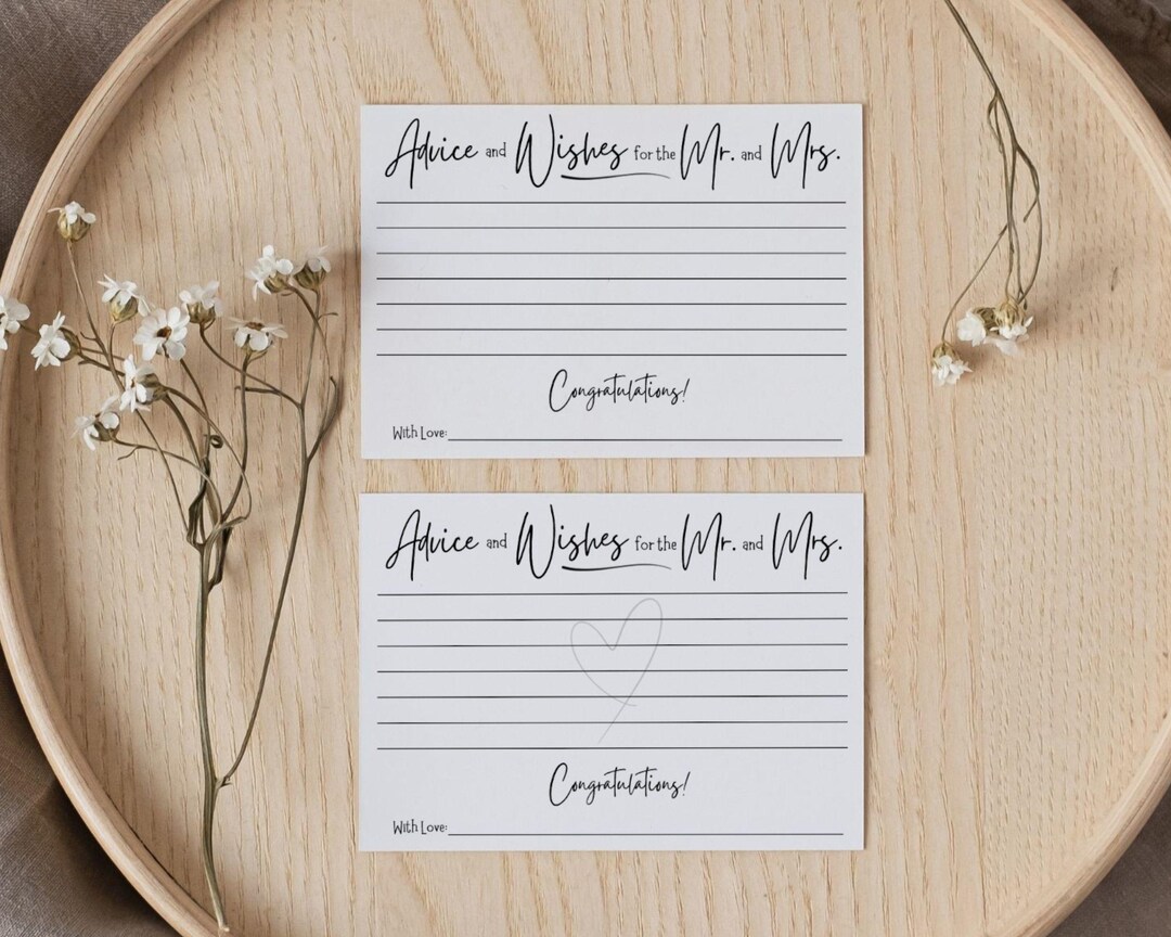 Advice and Wishes Card for Wedding, Well Wishes for Bride & Groom ...