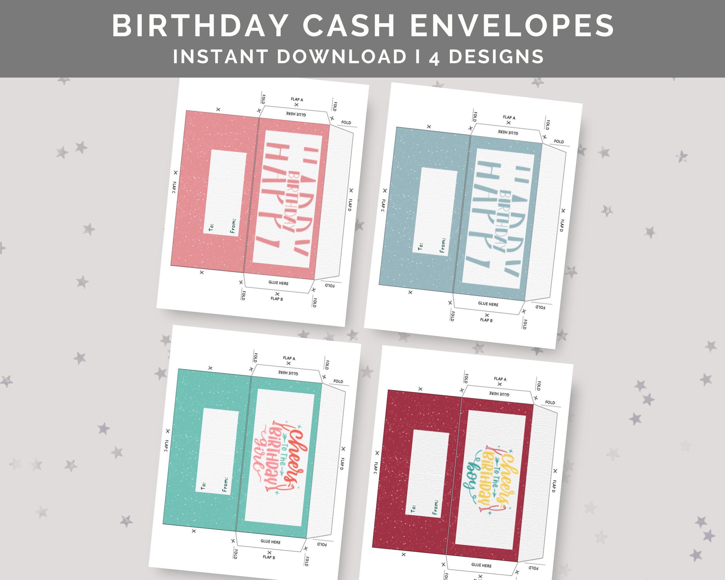 Birthday Money Envelope Bundle, Printable Money Holder, Birthday Cash ...