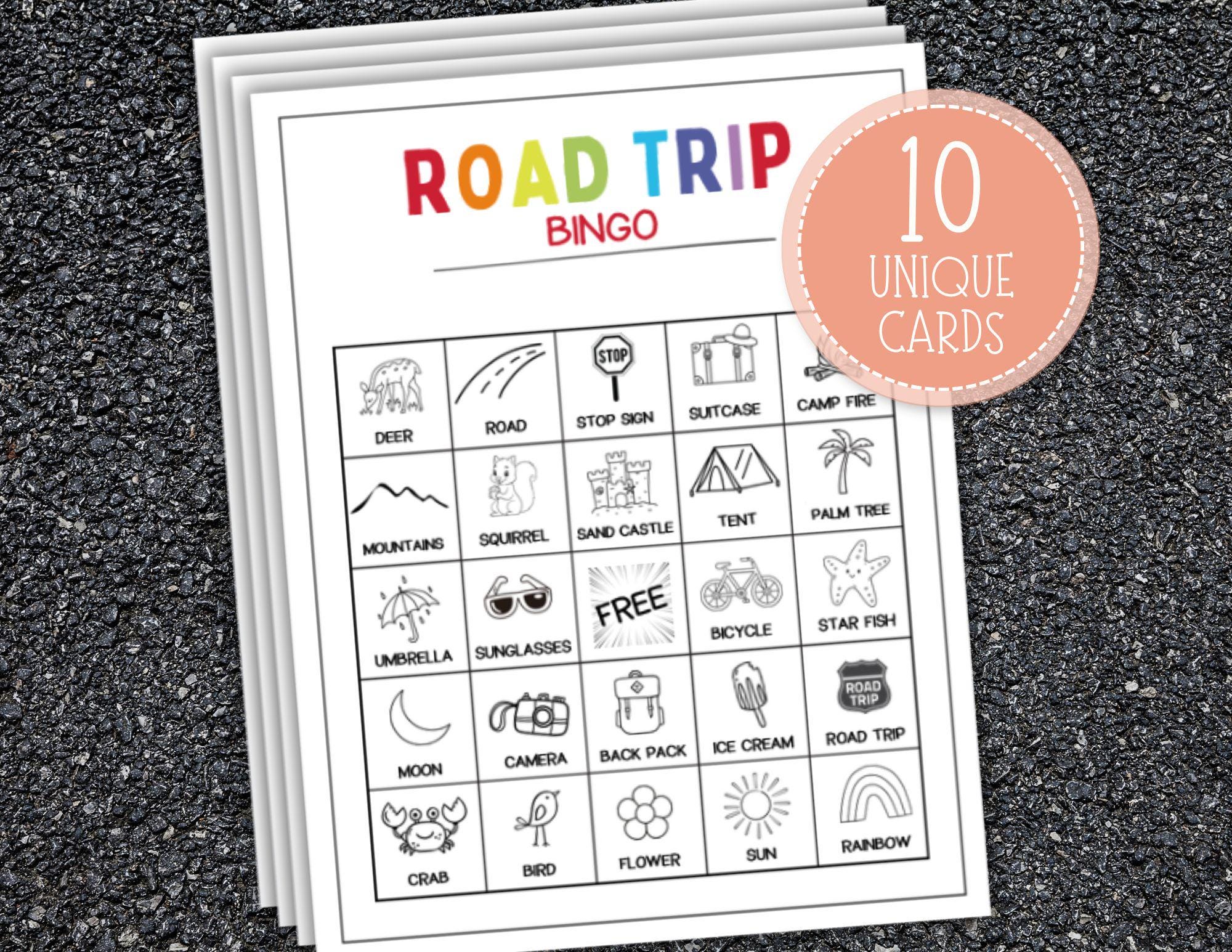 Roadtrip Bingo Game, Printable Road Trip Activities for Kids and Family ...
