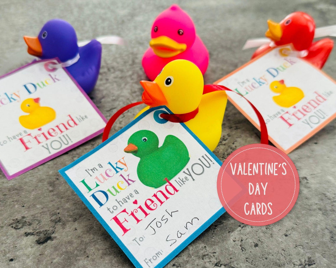 Lucky Duck Valentine's Day Tags, Classroom Valentine Exchange ...