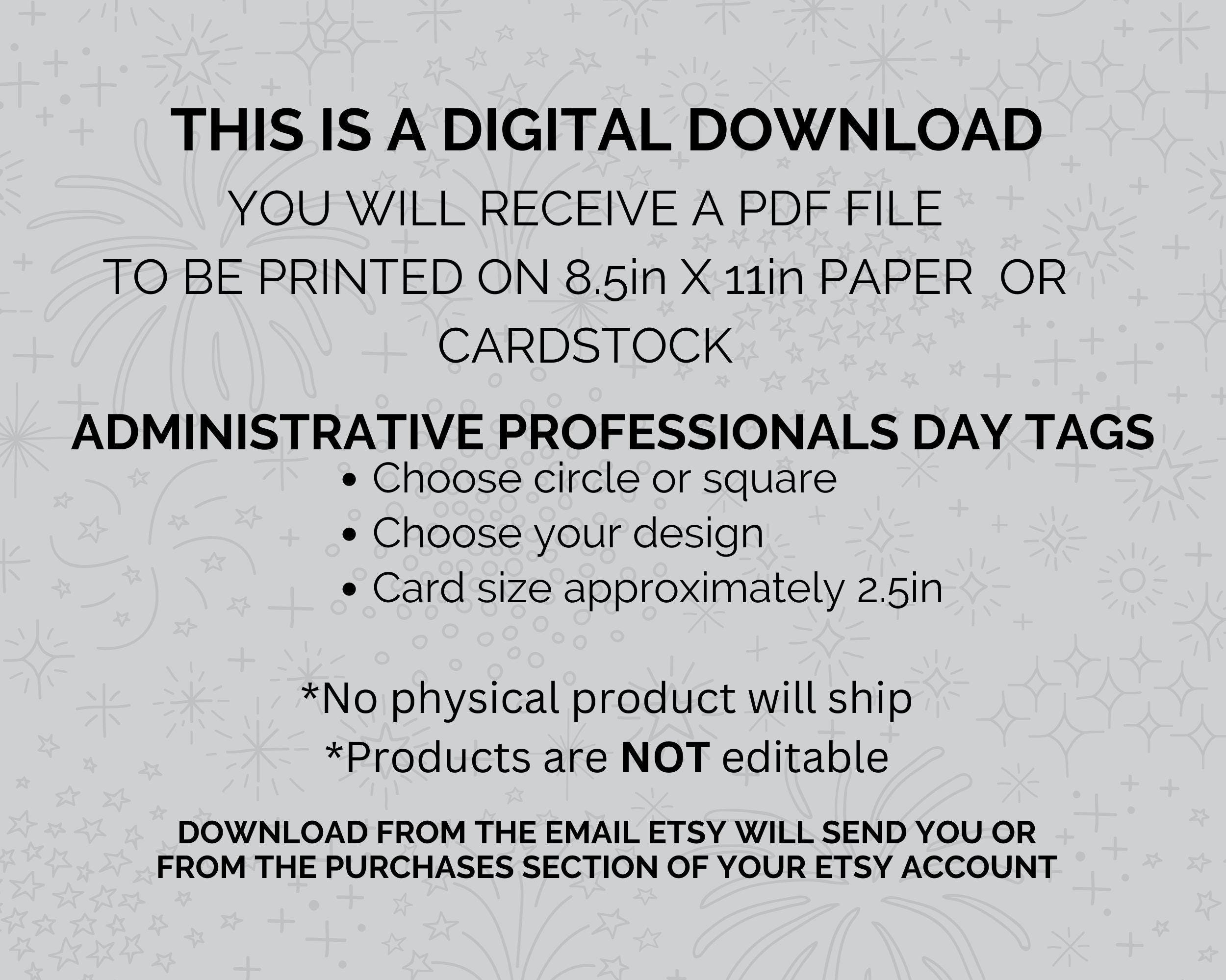 Administrative Professionals Day Tags, Printable Admin Day Thank You ...