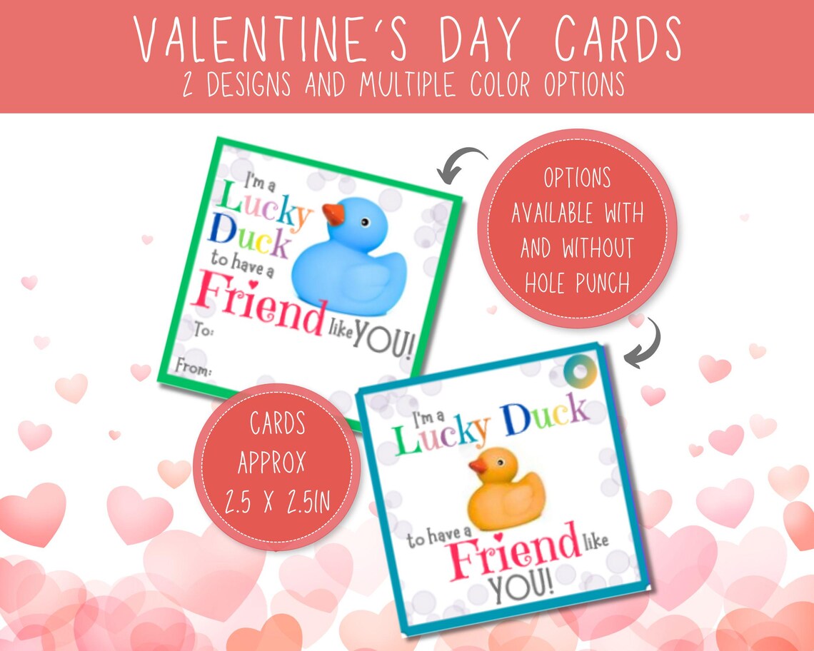 Lucky Duck Valentine's Day Tags, Classroom Valentine Exchange ...