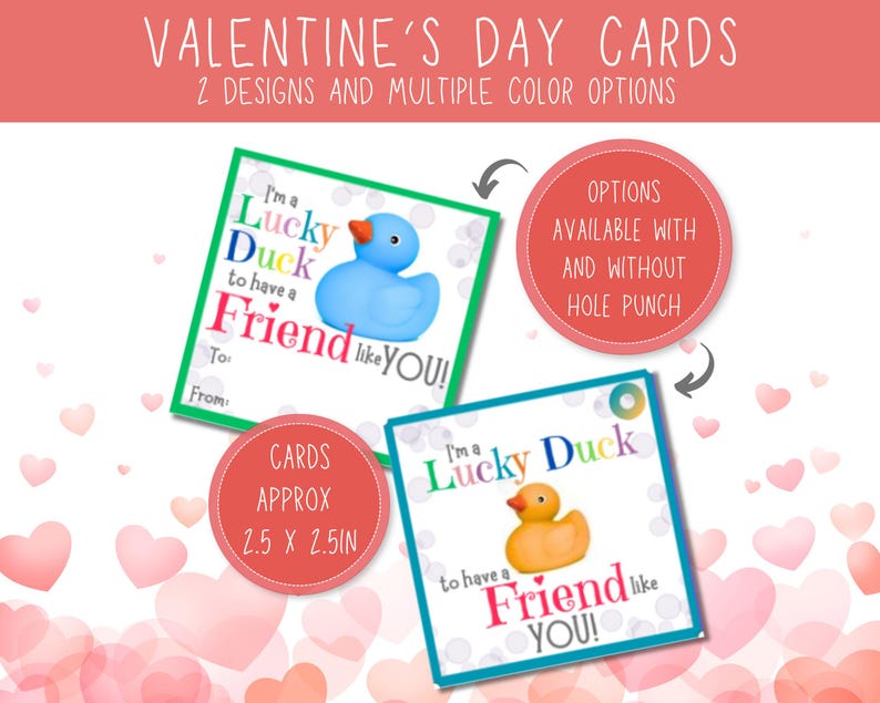 Lucky Duck Valentine's Day Tags, Classroom Valentine Exchange ...