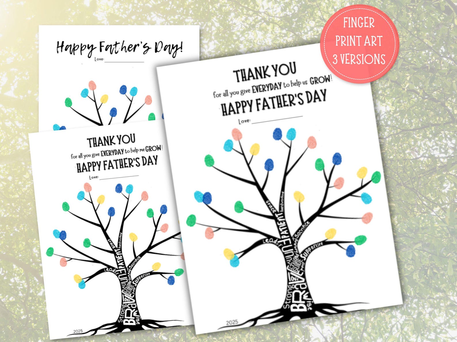 Father's Day Finger Print Art Printable, Fathers Day Kids Activity ...