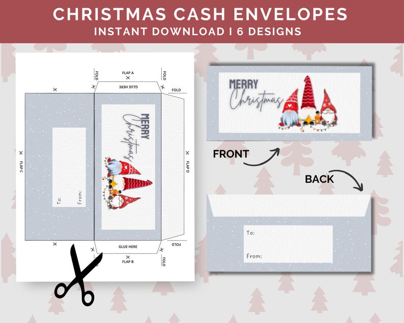 Christmas Money Envelope Bundle, Printable Money Holder, Christmas Cash ...