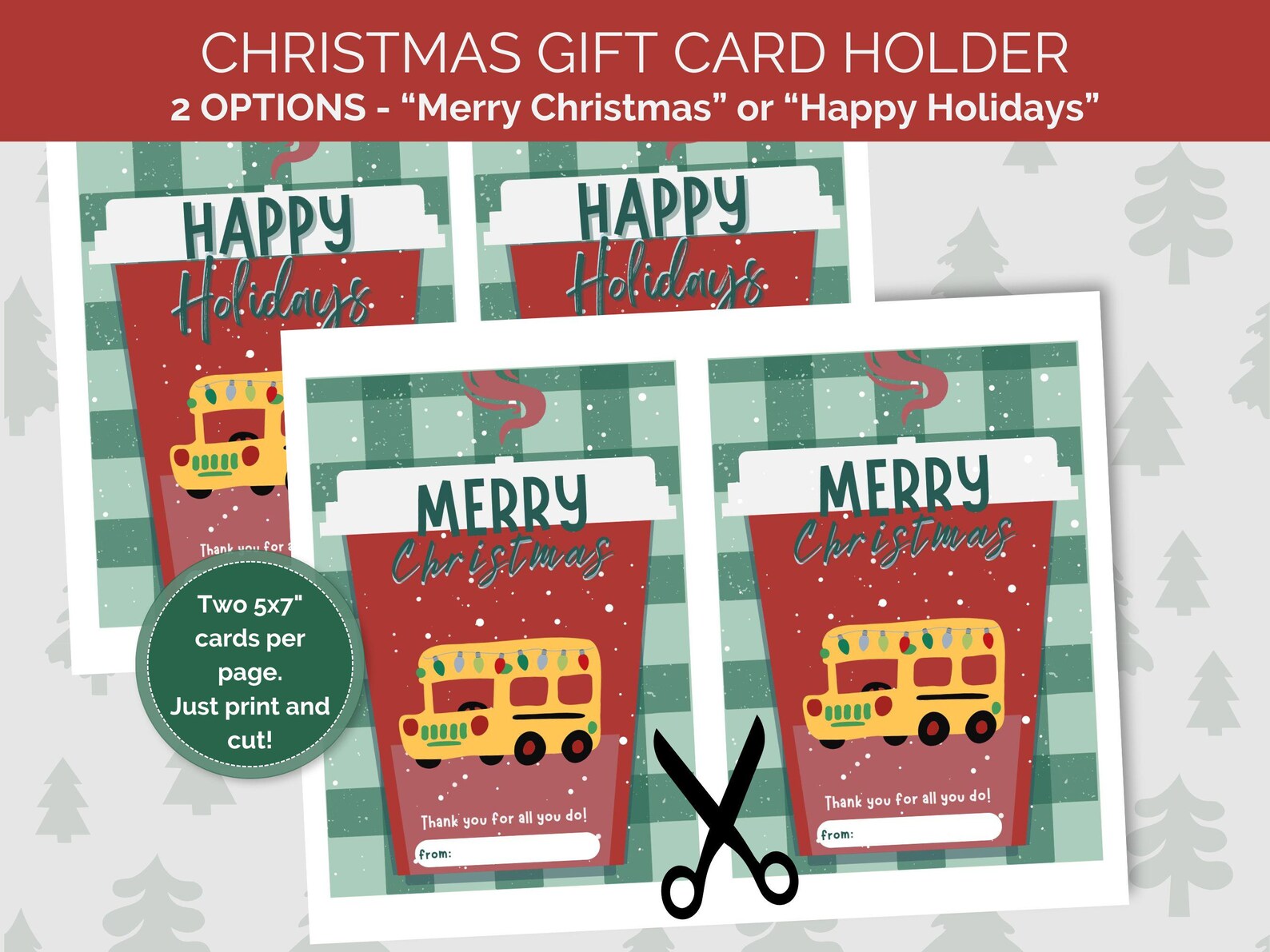 Bus Driver Christmas Gift Card Holder, Appreciation Greeting Card ...