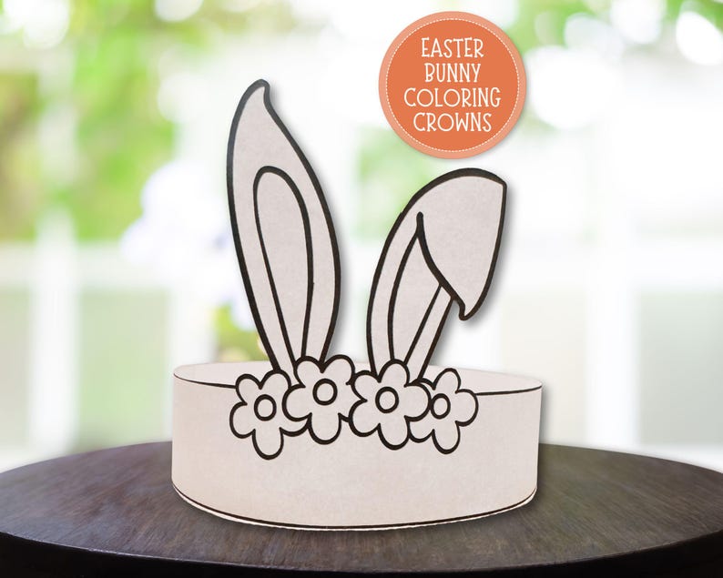 Easter Bunny Paper Crown Headband, Kids Easter Activity, Bunny Ears Hat ...