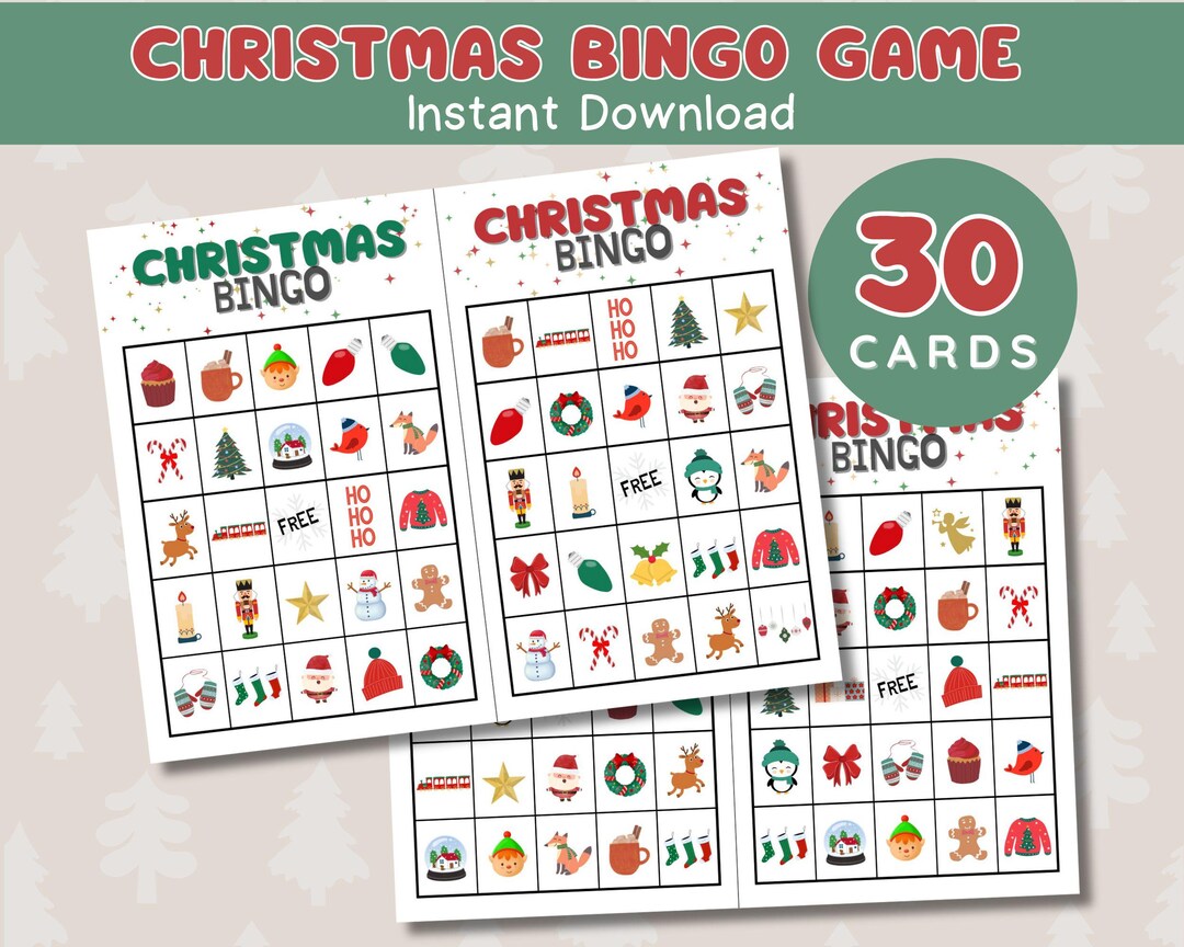 Printable Christmas Bingo Game for Kids and Adults, Winter Activity for ...