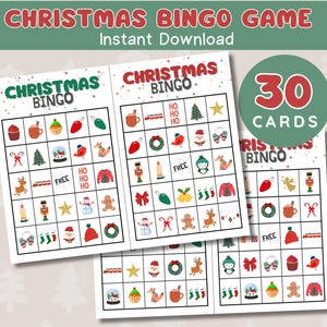 Printable Christmas Bingo Game for Kids and Adults, Winter Activity for ...