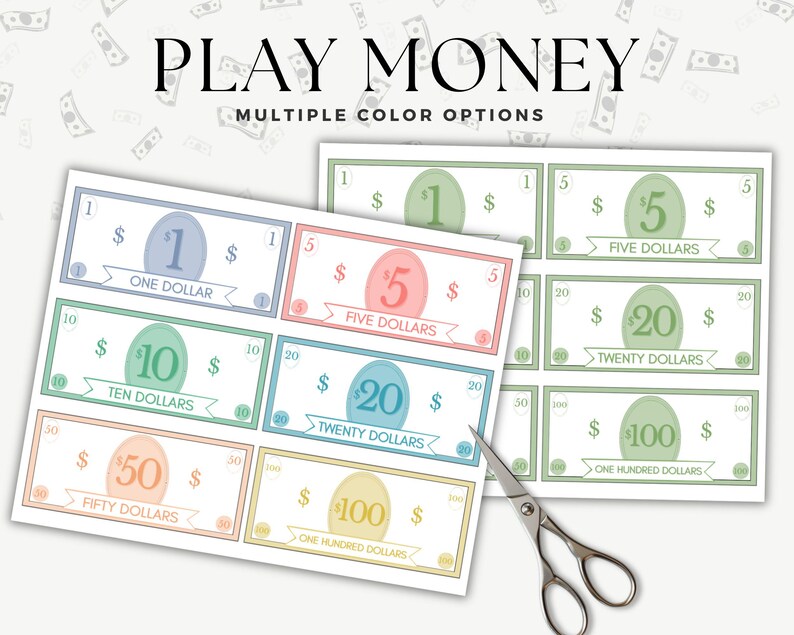 Pretend Play Money, Kids Reward System, Printable Chore Money, Good ...