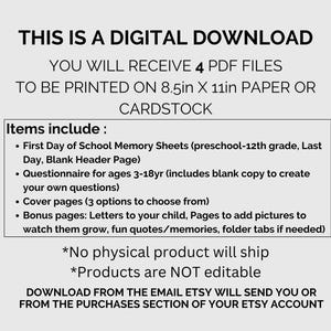 School Memory Box File, Printable Kids Interview Questions, First Last ...