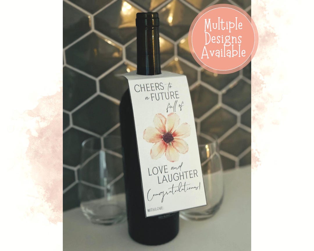 Engagement Wedding Wine Bottle Gift Tags, Printable Wine Bottle Bib ...