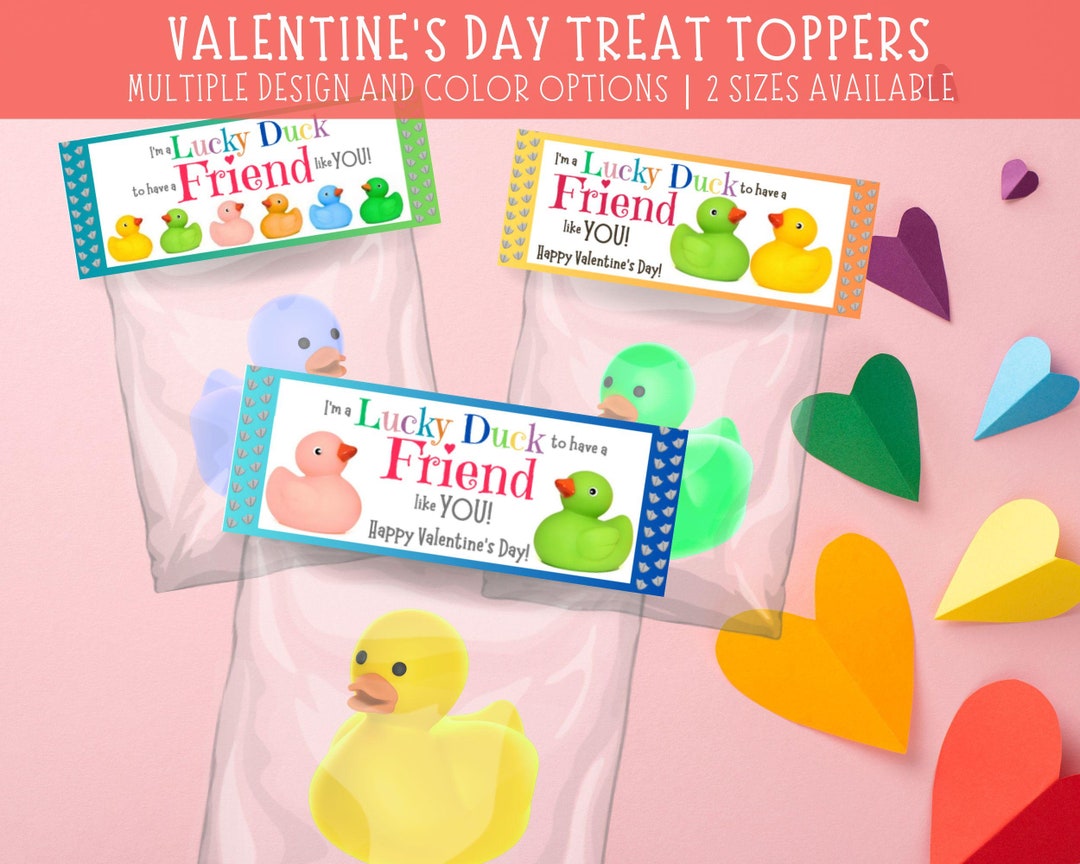 Lucky Duck Valentine's Day Bag Toppers, Printable Treat Bag Topper ...