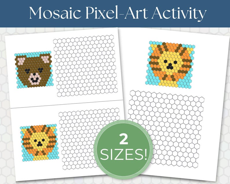Mosaic Pixel Art Printable Coloring Activity, Kids Color Pages, Color ...