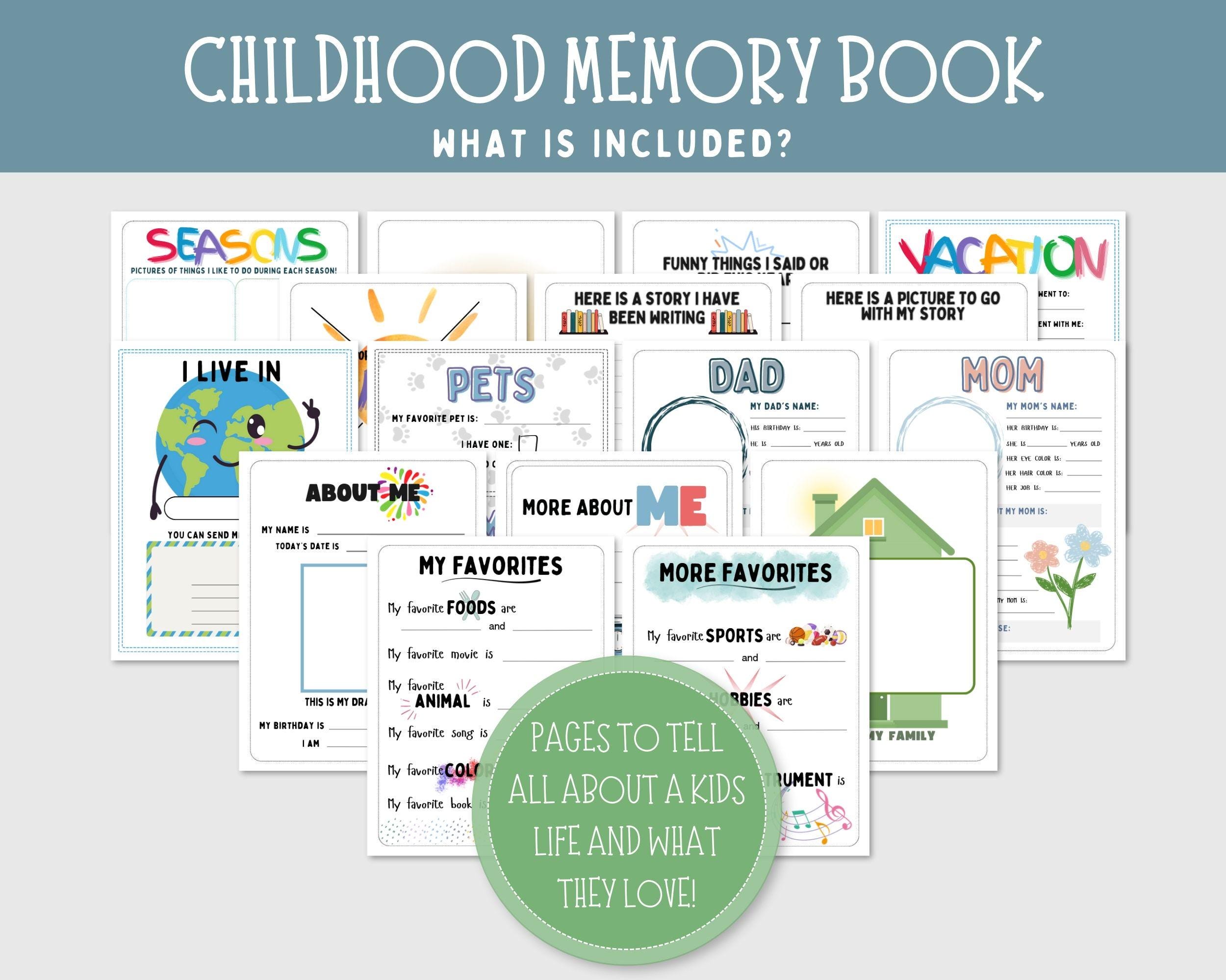 Printable All About Me Memory Book, Childhood Memory Keeper, All About ...