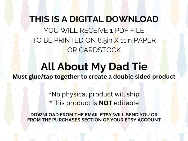 All About My Dad Printable, Dad Tie Activity, Father's Day ...