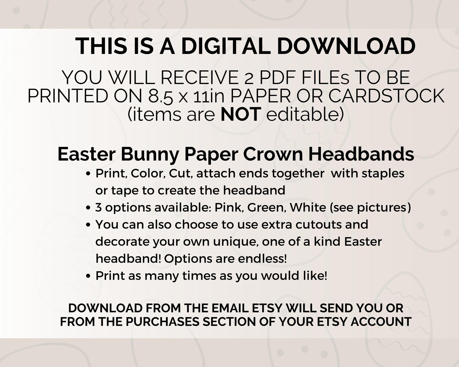 Easter Bunny Paper Crown Headband, Kids Easter Activity, Bunny Ears Hat ...