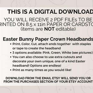 Easter Bunny Paper Crown Headband, Kids Easter Activity, Bunny Ears Hat ...