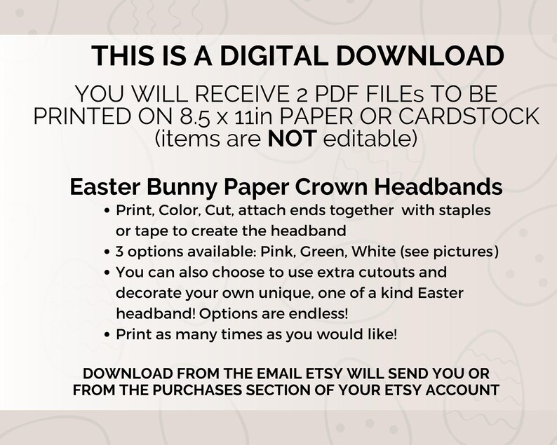 Easter Bunny Paper Crown Headband, Kids Easter Activity, Bunny Ears Hat ...