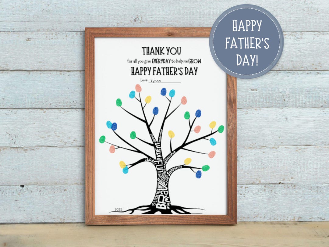 Father's Day Finger Print Art Printable, Fathers Day Kids Activity ...