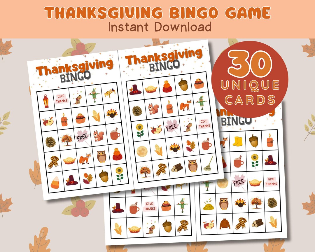 Thanksgiving Bingo Game, Fall Activity for Kids, Thanksgiving Classroom ...