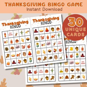 Thanksgiving Bingo Game, Fall Activity for Kids, Thanksgiving Classroom ...