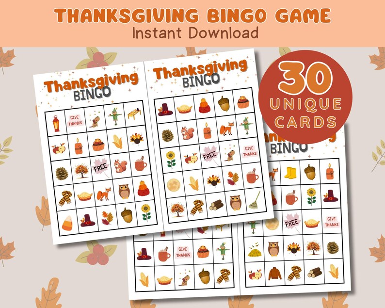 Thanksgiving Bingo Game, Fall Activity for Kids, Thanksgiving Classroom ...