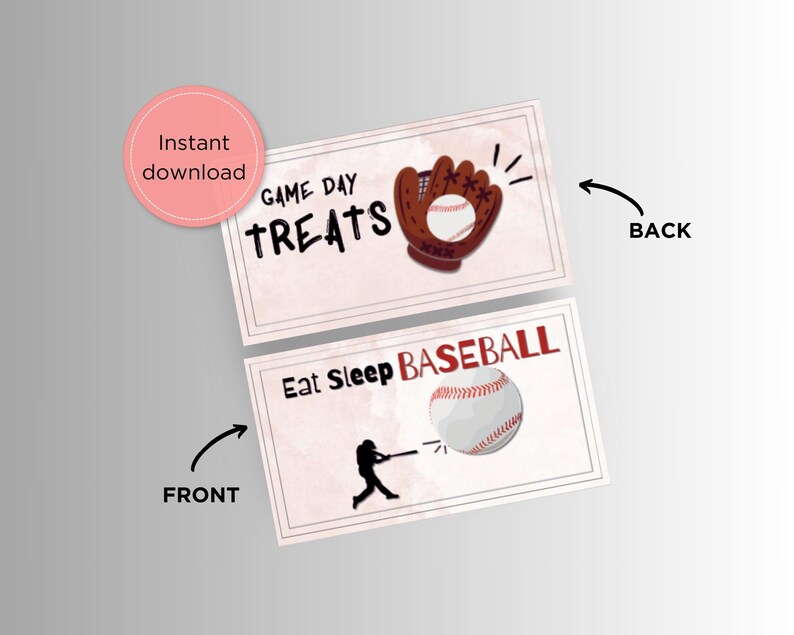 Baseball Team Snack Labels, Printable Good Luck Treat Topper, Baseball ...