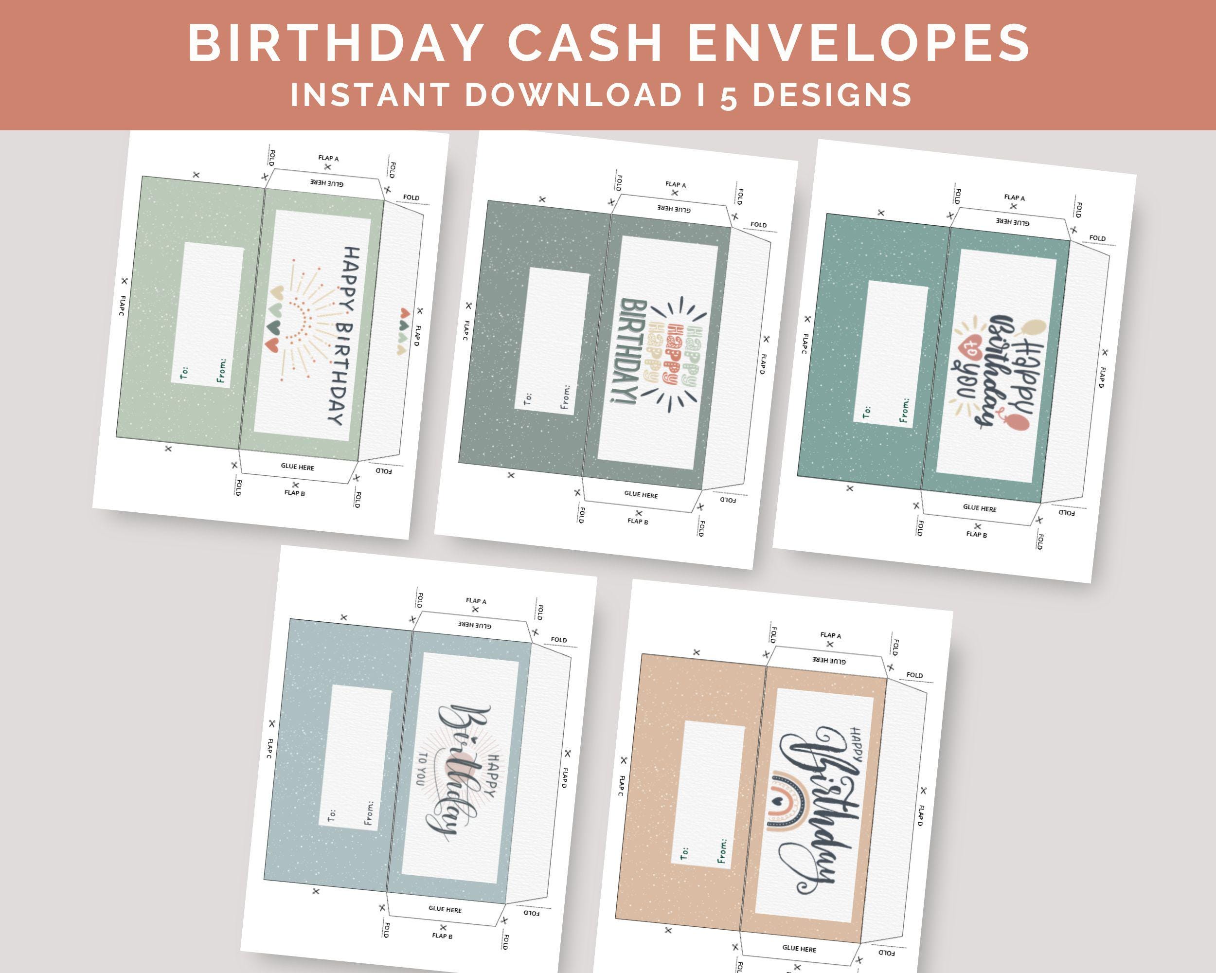 Birthday Money Envelope Bundle, Printable Money Holder, Birthday Cash ...