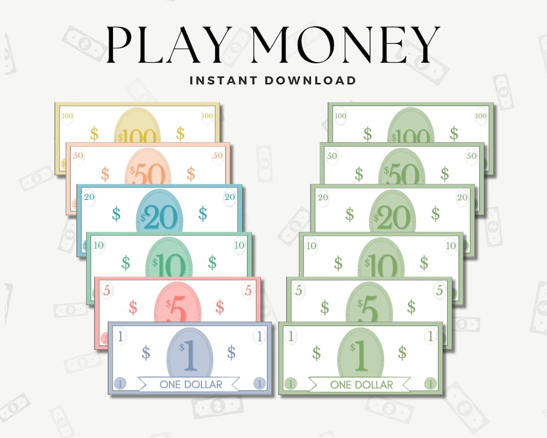 Pretend Play Money, Kids Reward System, Printable Chore Money, Good ...