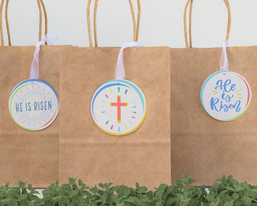 Easter Gift Tags, He is Risen, Printable Easter Treat Bag Tags, Kids ...