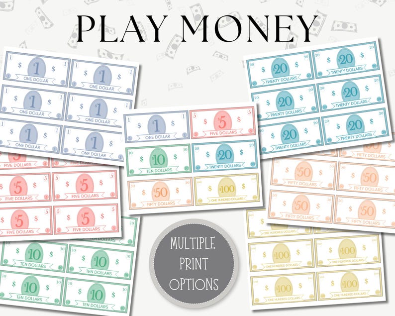 Pretend Play Money, Kids Reward System, Printable Chore Money, Good ...