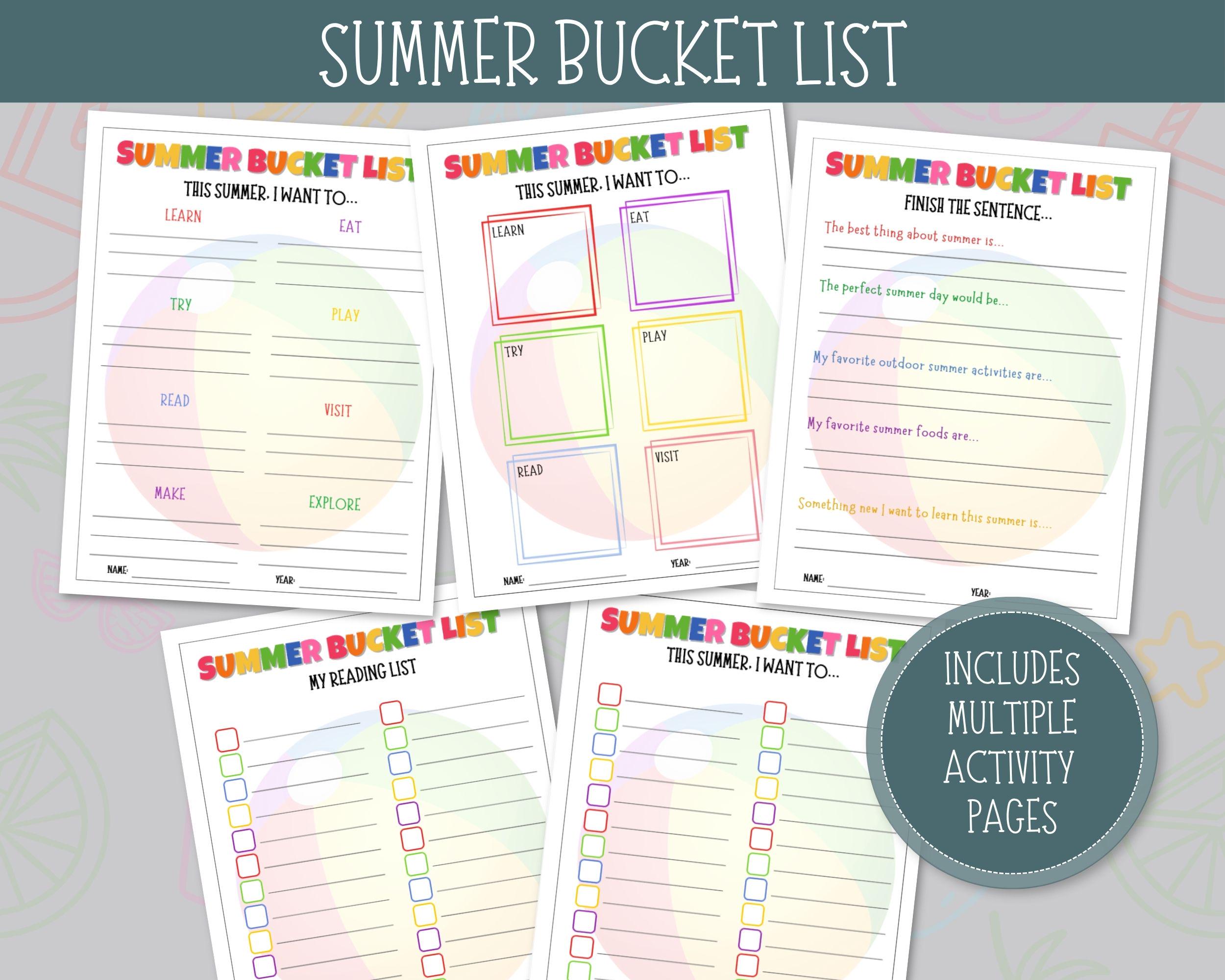 Kids Summer Bucket List Printable, Summer Family Fun, Summer Reading ...