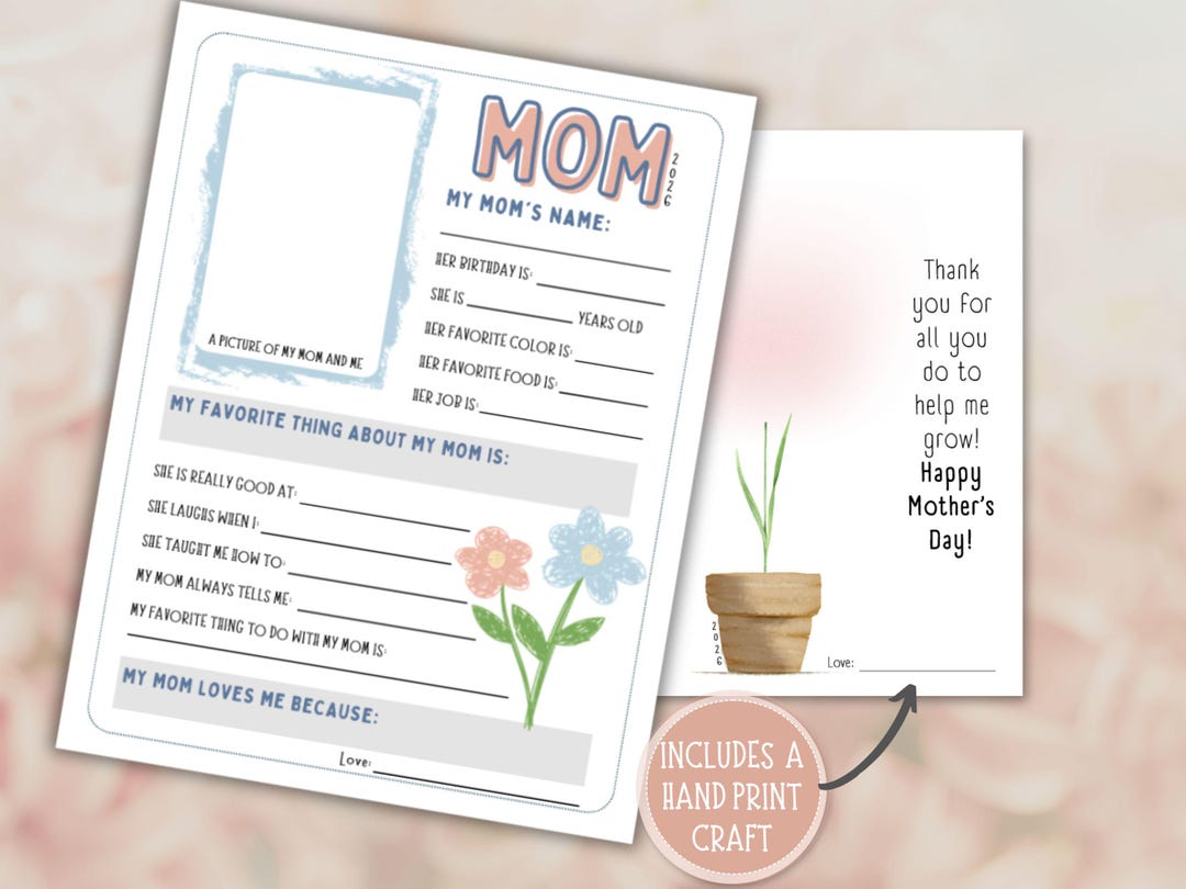 All About My Mom Printable, Mother's Day Birthday Questionnaire, Mother ...