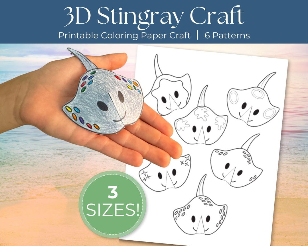 Make A Stingray Printable Activity for Kids, 3D Crafts, Build A Turtle ...