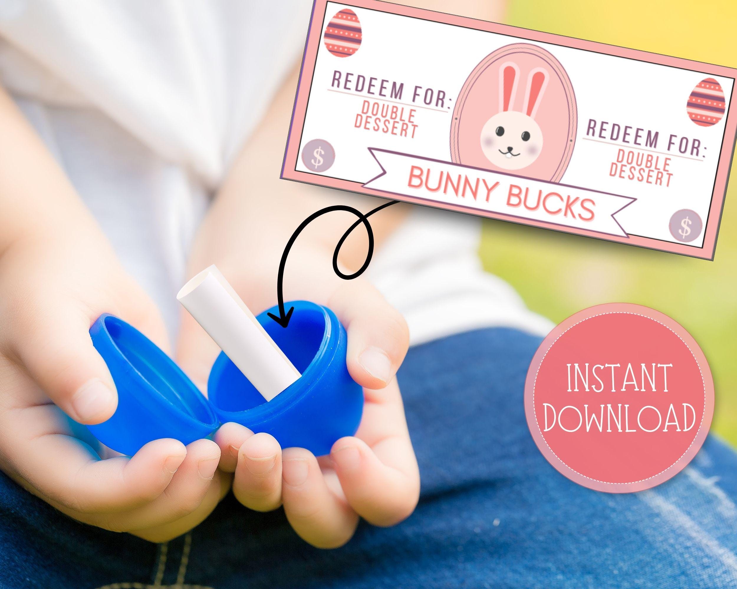 Bunny Bucks Reward Printable, Kids Easter Basket Stuffers, Easter Egg ...