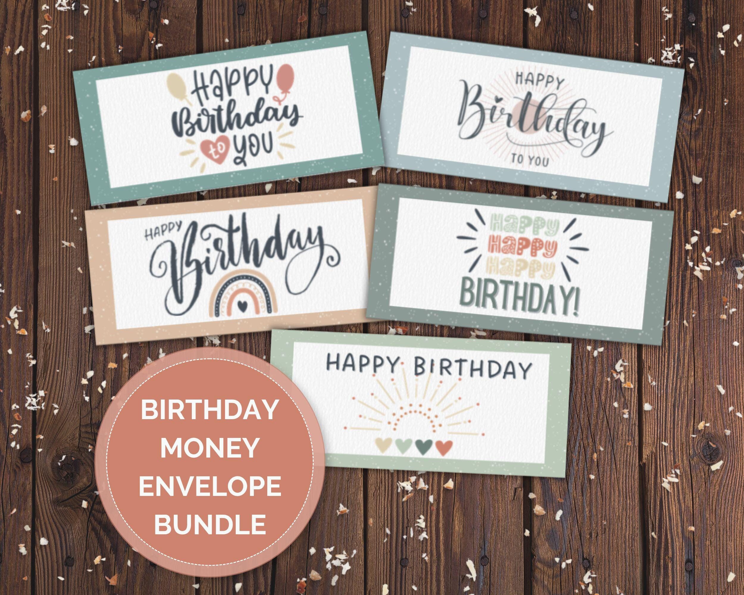 Birthday Money Envelope Bundle, Printable Money Holder, Birthday Cash ...