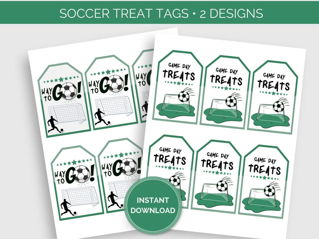 Printable Soccer Treat Tags, Game Day, Soccer Party Favor, Team Snacks ...