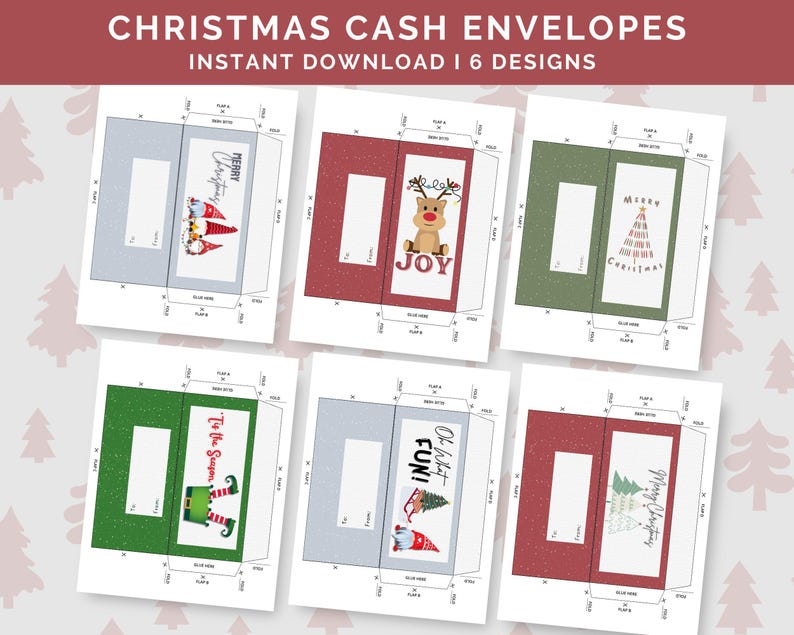 Christmas Money Envelope Bundle, Printable Money Holder, Christmas Cash ...