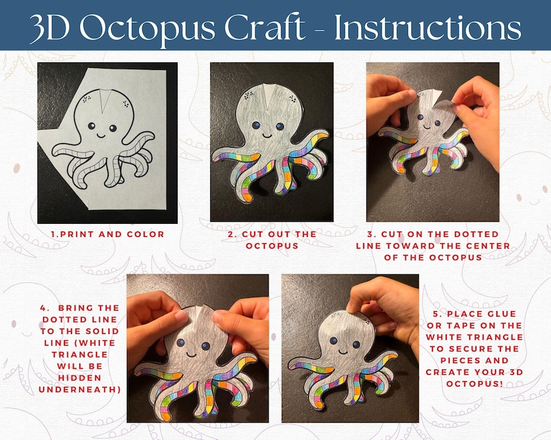 Make an Octopus Printable Activity for Kids, 3D Crafts, Build A Turtle ...